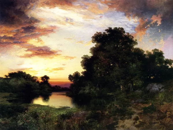 Thomas Moran Sunset on Long Island Original Masterpiece ...